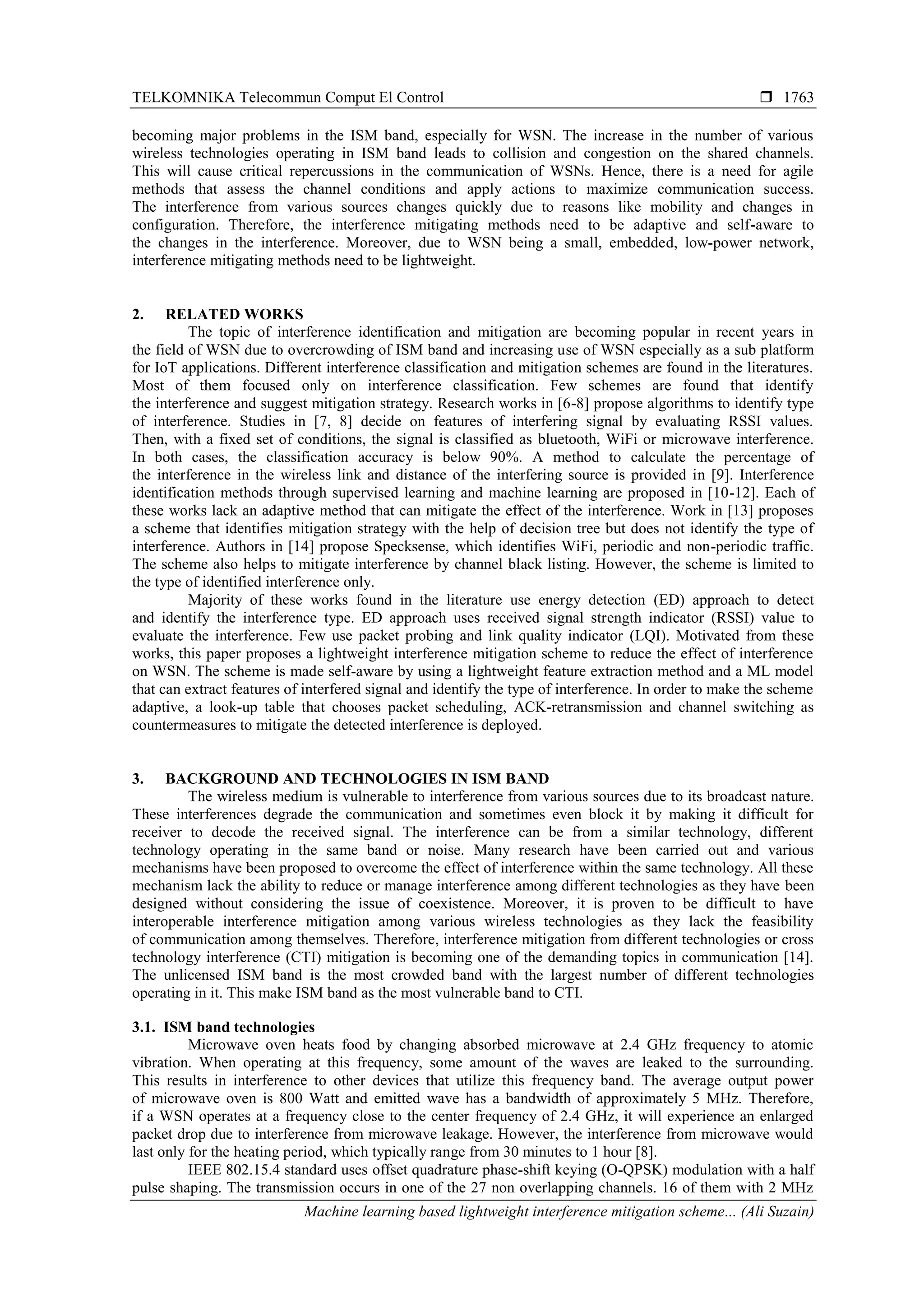 Machine Learning Based Lightweight Interference Mitigation Scheme For Wireless Sensor Network Pdf