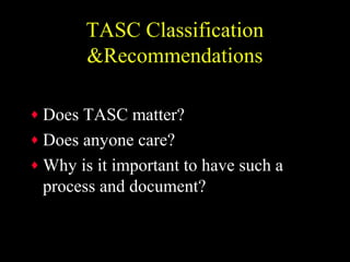 TASC RECOMMENDATIONS | PPT
