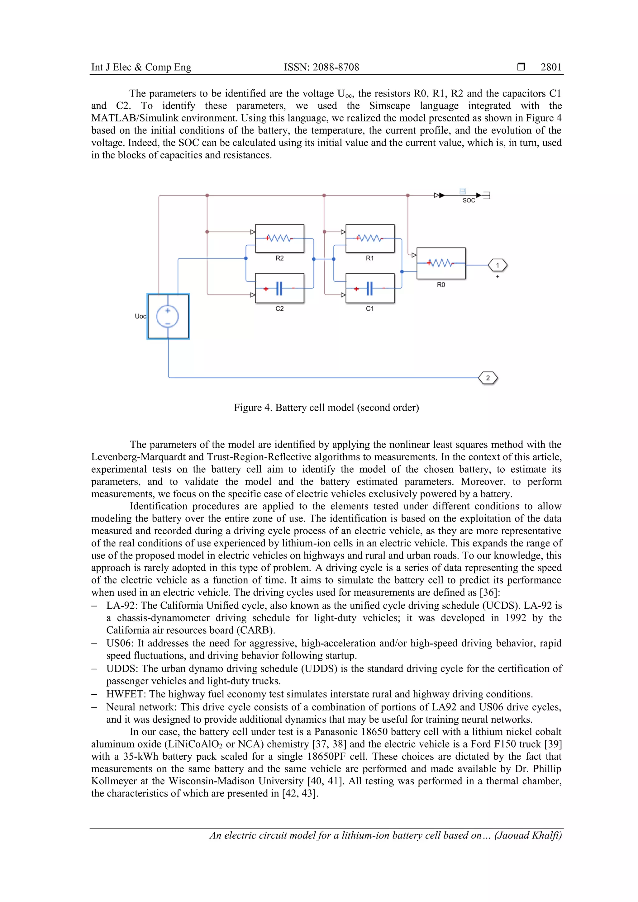 An electric circuit model for a lithium-ion battery cell based on ...