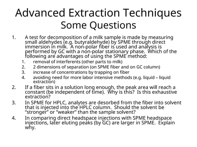 Advanced Extraction Techniques solid phase micro extraction .ppt Advanced Extraction Techniques solid phase micro extraction .ppt