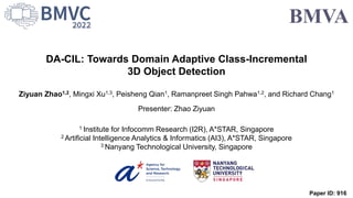 [BMVC 2022] DA-CIL: Towards Domain Adaptive Class-Incremental 3D Object Detection | PPT