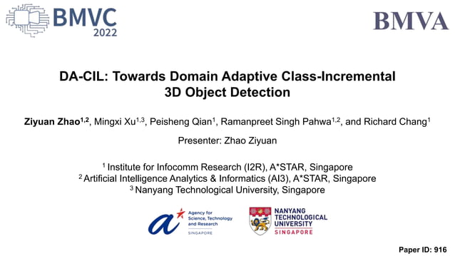 [bmvc 2022] Da Cil Towards Domain Adaptive Class Incremental 3d Object Detection Ppt
