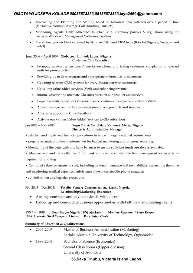 OMOTAYO JOSEPH KOLADE_RESUME | PDF