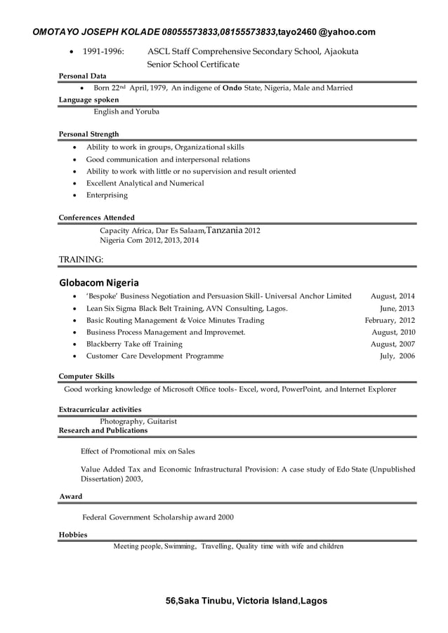OMOTAYO JOSEPH KOLADE_RESUME | PDF