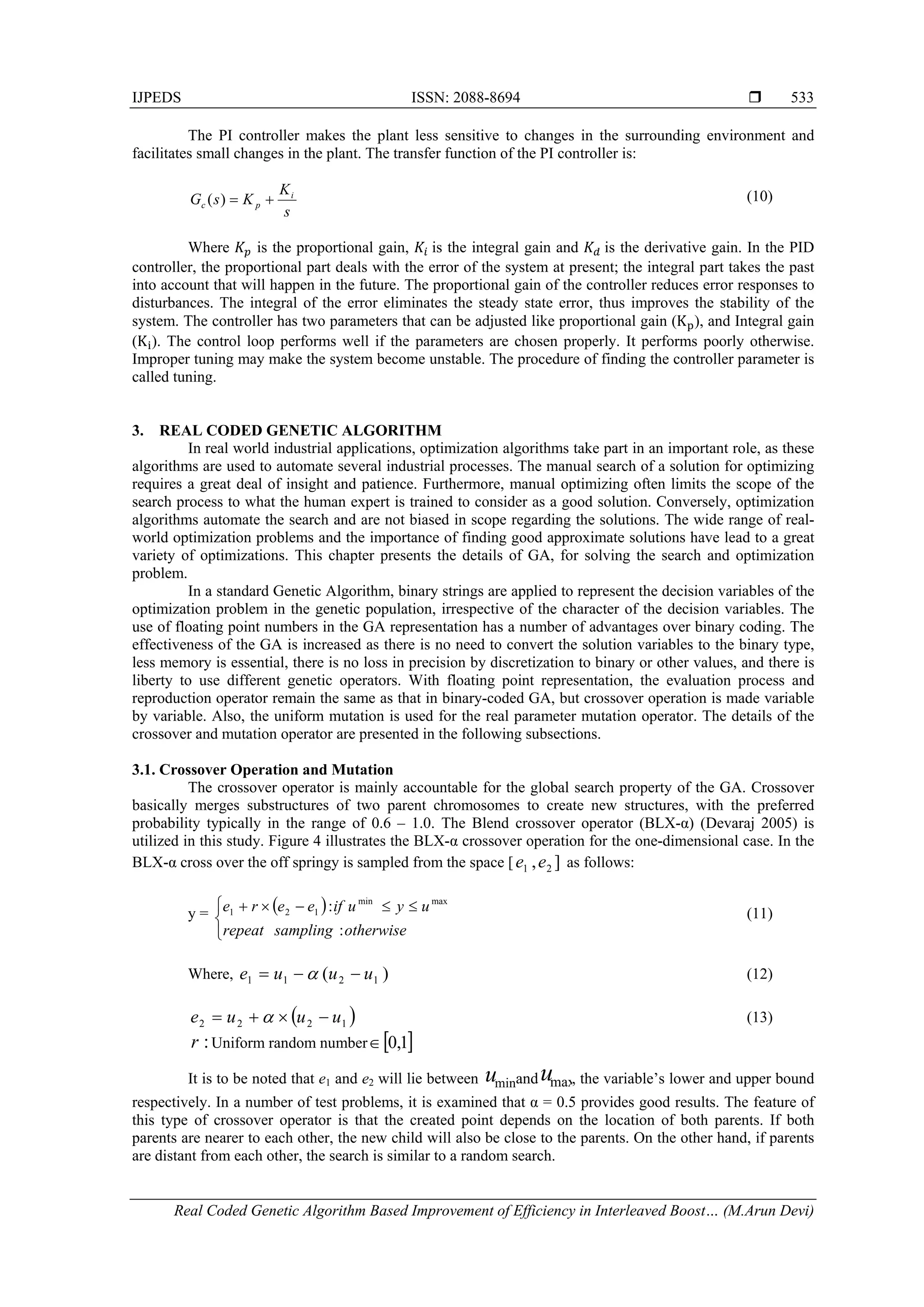 Real Coded Genetic Algorithm Based Improvement of Efficiency in ...