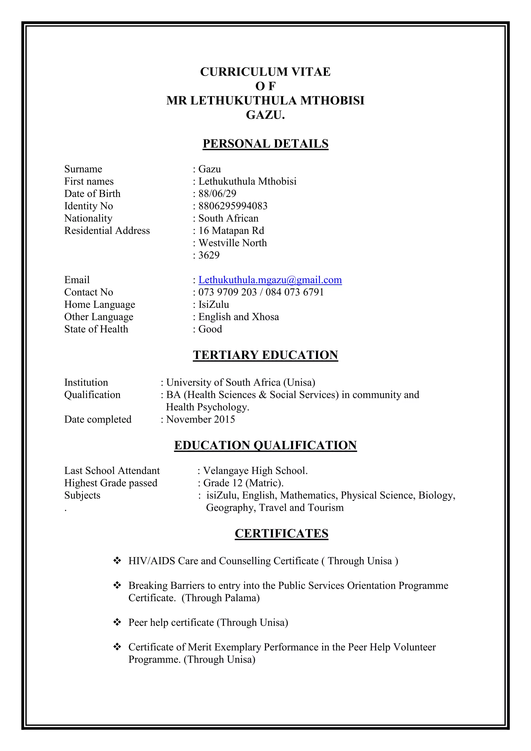 CURRICULUM VITAE - Latest | PDF