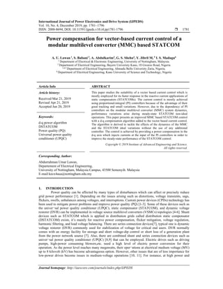 Power compensation for vector-based current control of a modular multilevel converter (MMC ...