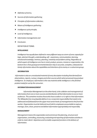 CIVIL INTELLIGENCE GATHERING AND INFO MANAGEMENT | DOCX | Computer ...