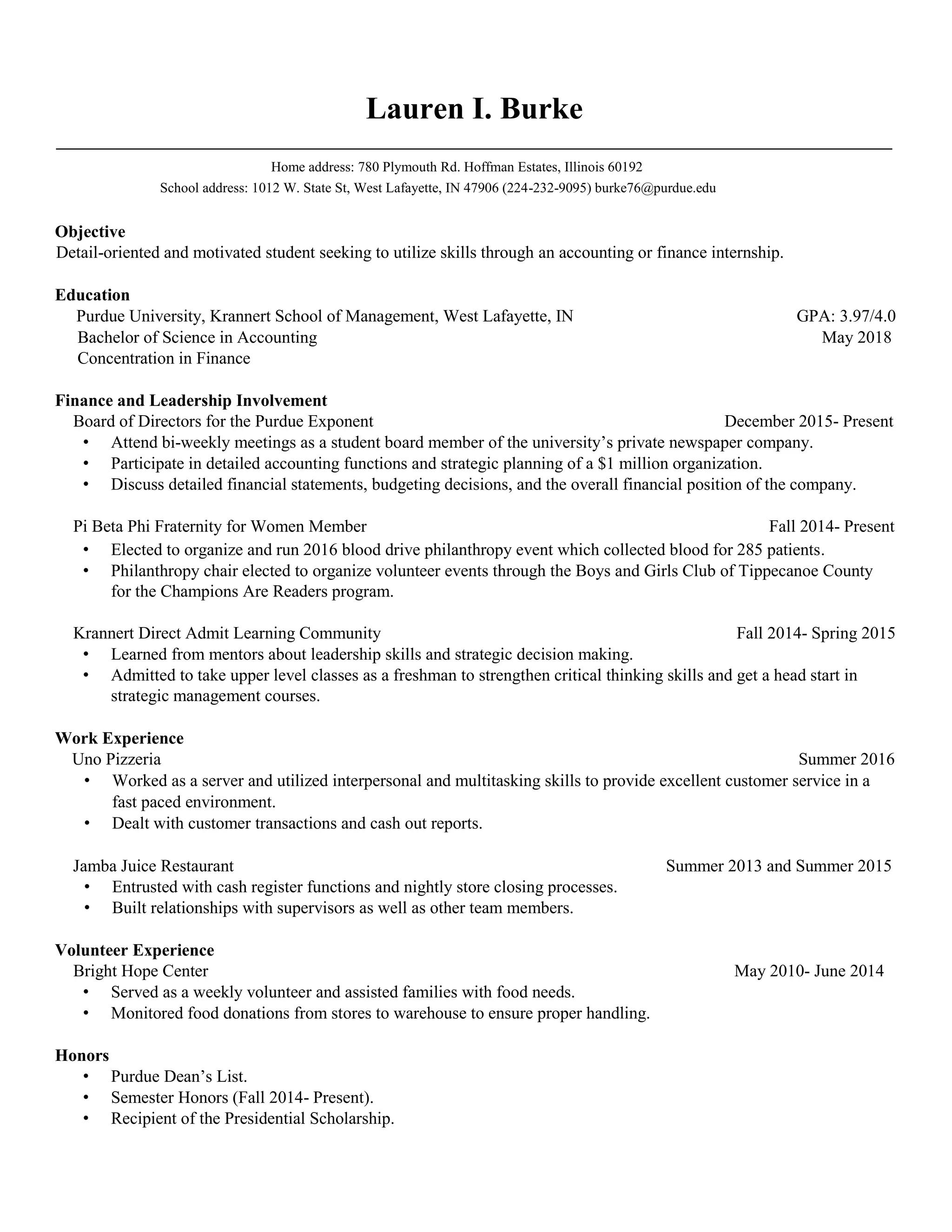 Lauren Burke Resume October 2016 | PDF