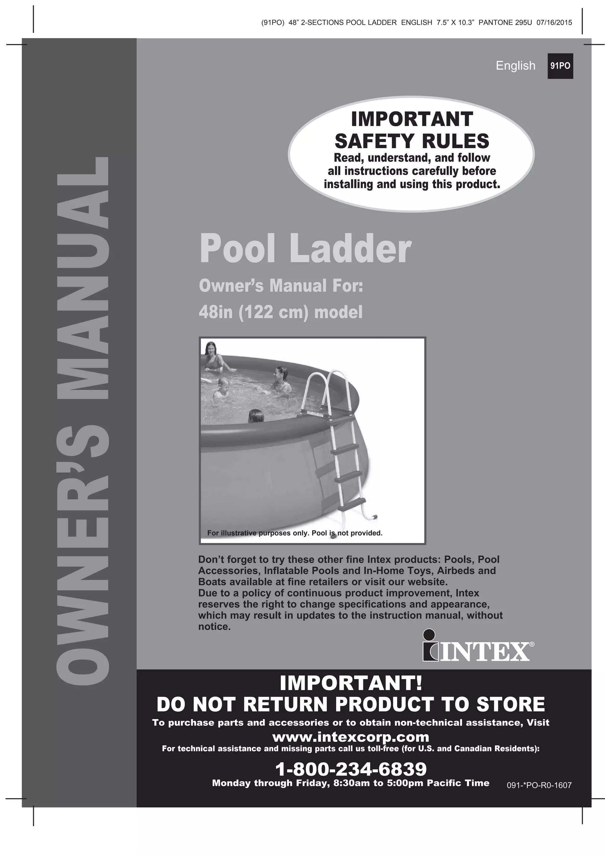 Intex 48 inch pool ladder manual | PDF
