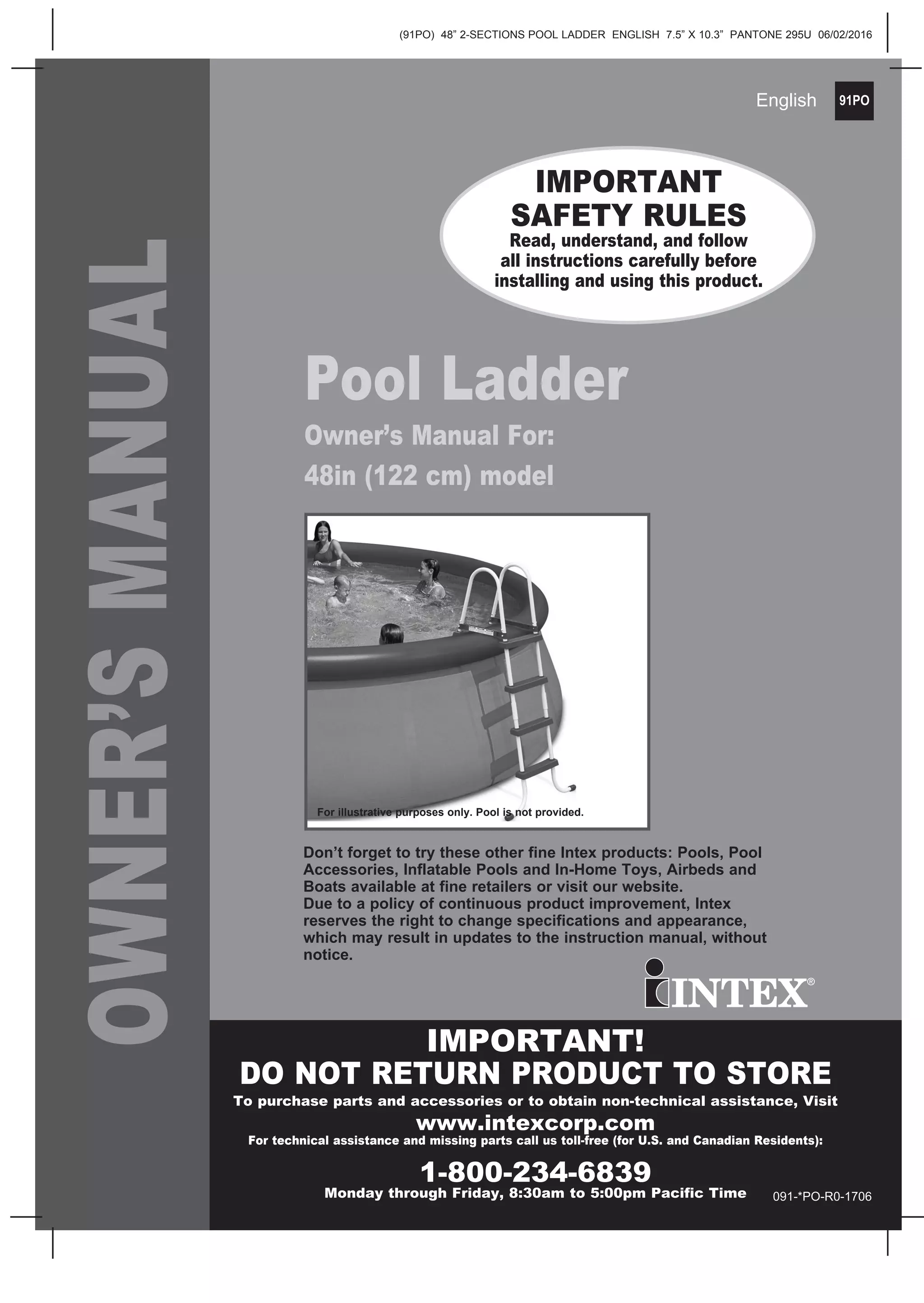 Intex pool ladder manual for 48 inch swimming pools | PDF