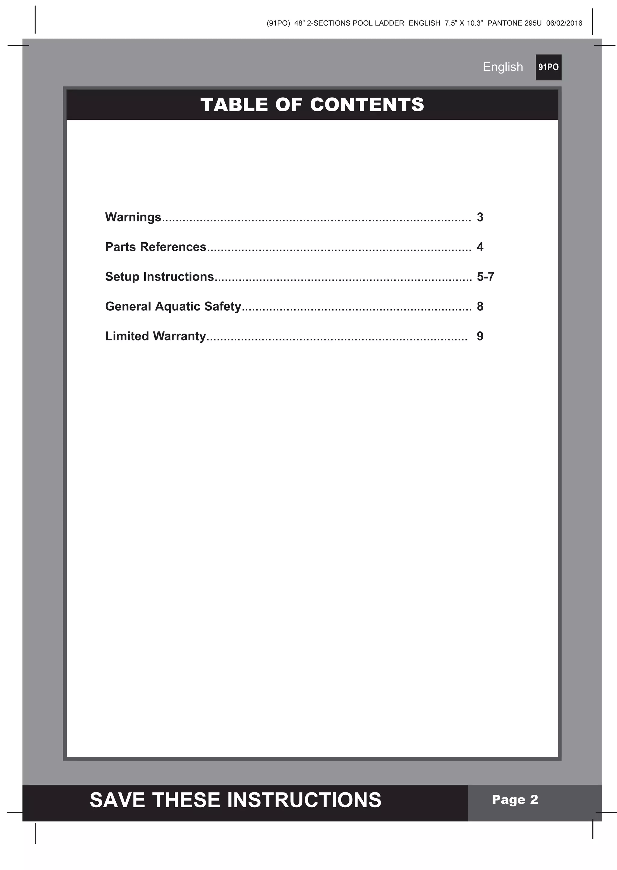 Intex pool ladder manual for 48 inch swimming pools | PDF