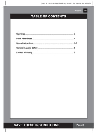 Intex pool ladder manual for 48 inch swimming pools | PDF