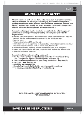 Intex pool ladder manual for 48 inch swimming pools | PDF