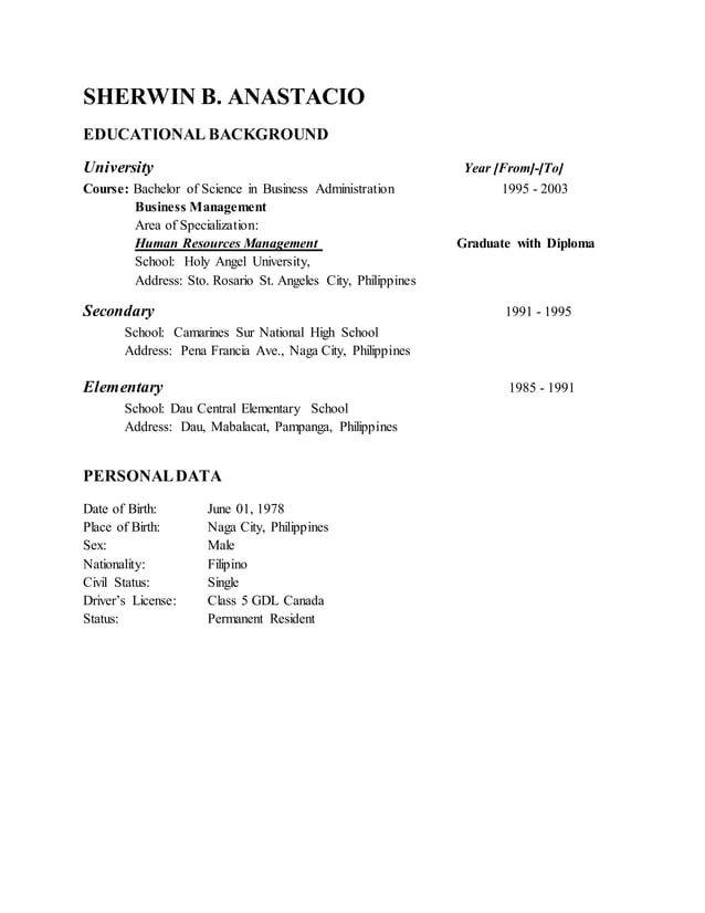 Sherwin Resume 2 | DOCX | Human Resources | Business