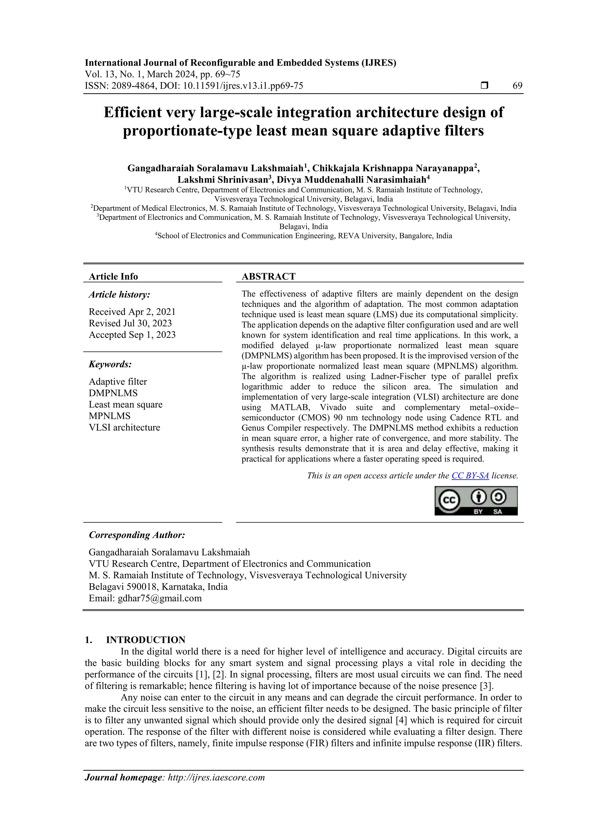 Efficient very large-scale integration architecture design of proportionate-type least mean ...