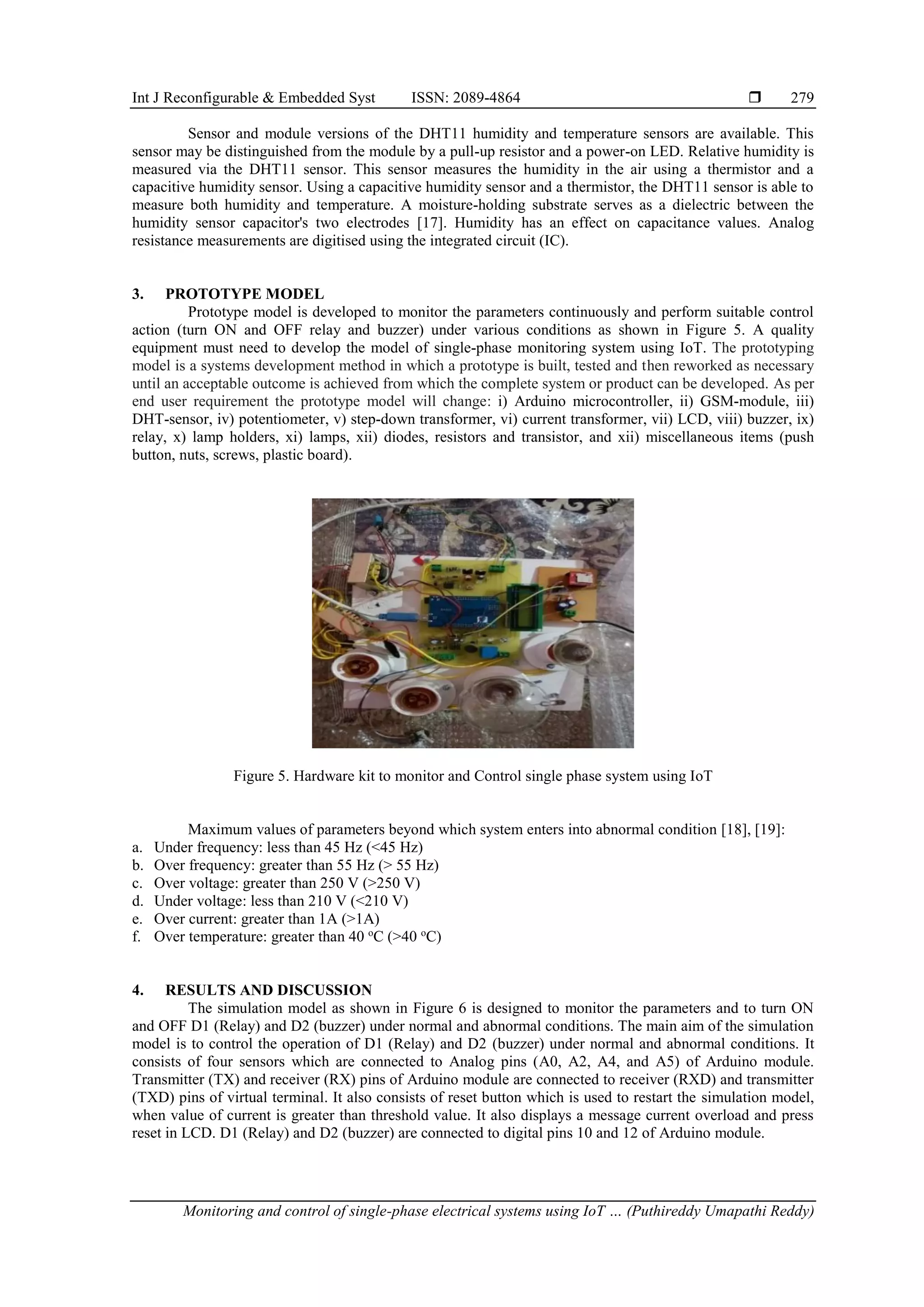 Monitoring and control of single-phase electrical systems using IoT based microcontrollers | PDF ...