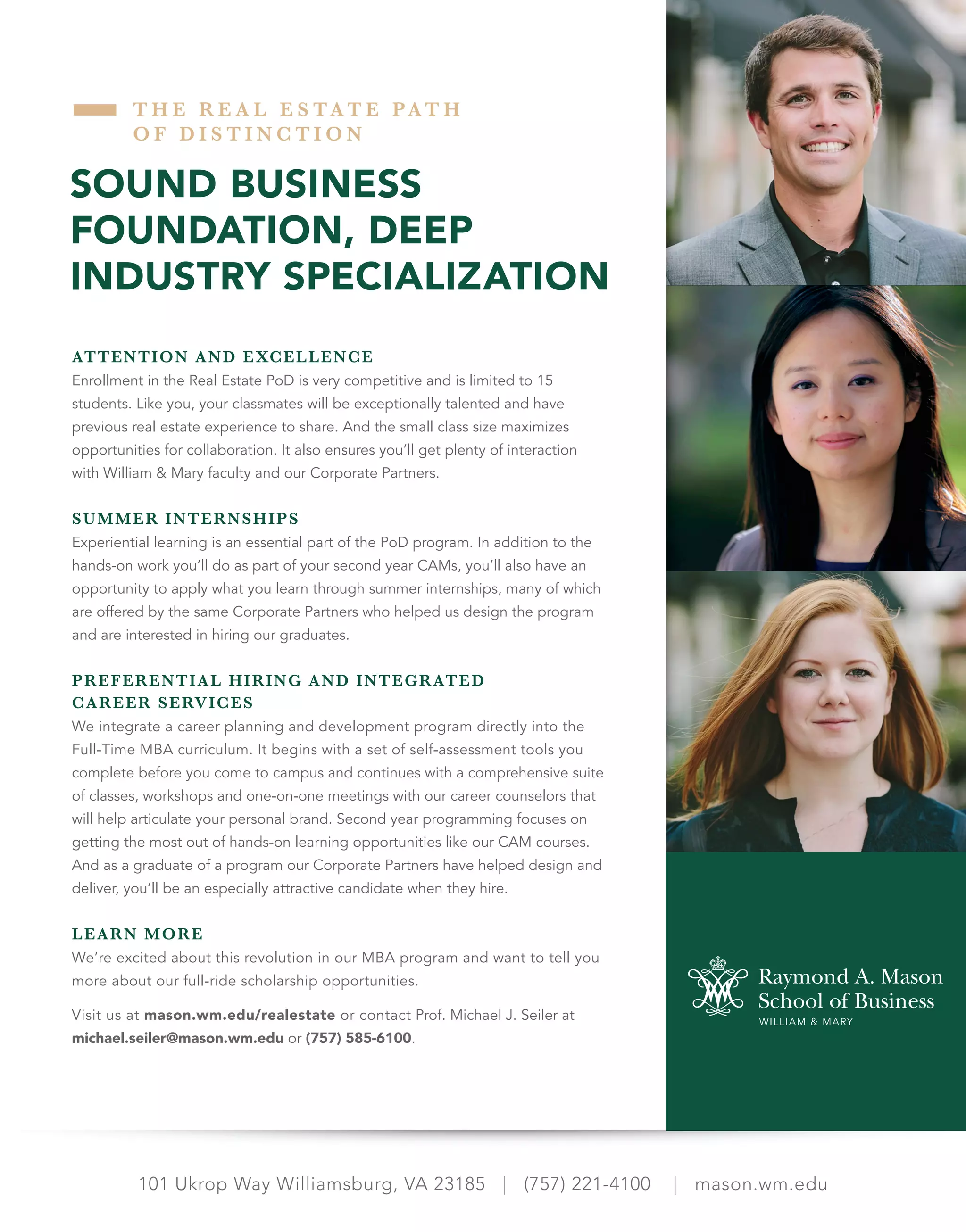 William and Mary - MBA Real Estate Path of Distinction - Flyer | PDF