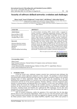 Security of software defined networks: evolution and challenges | PDF