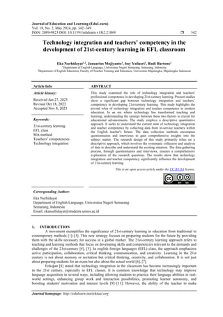 Technology integration and teachers’ competency in the development of ...