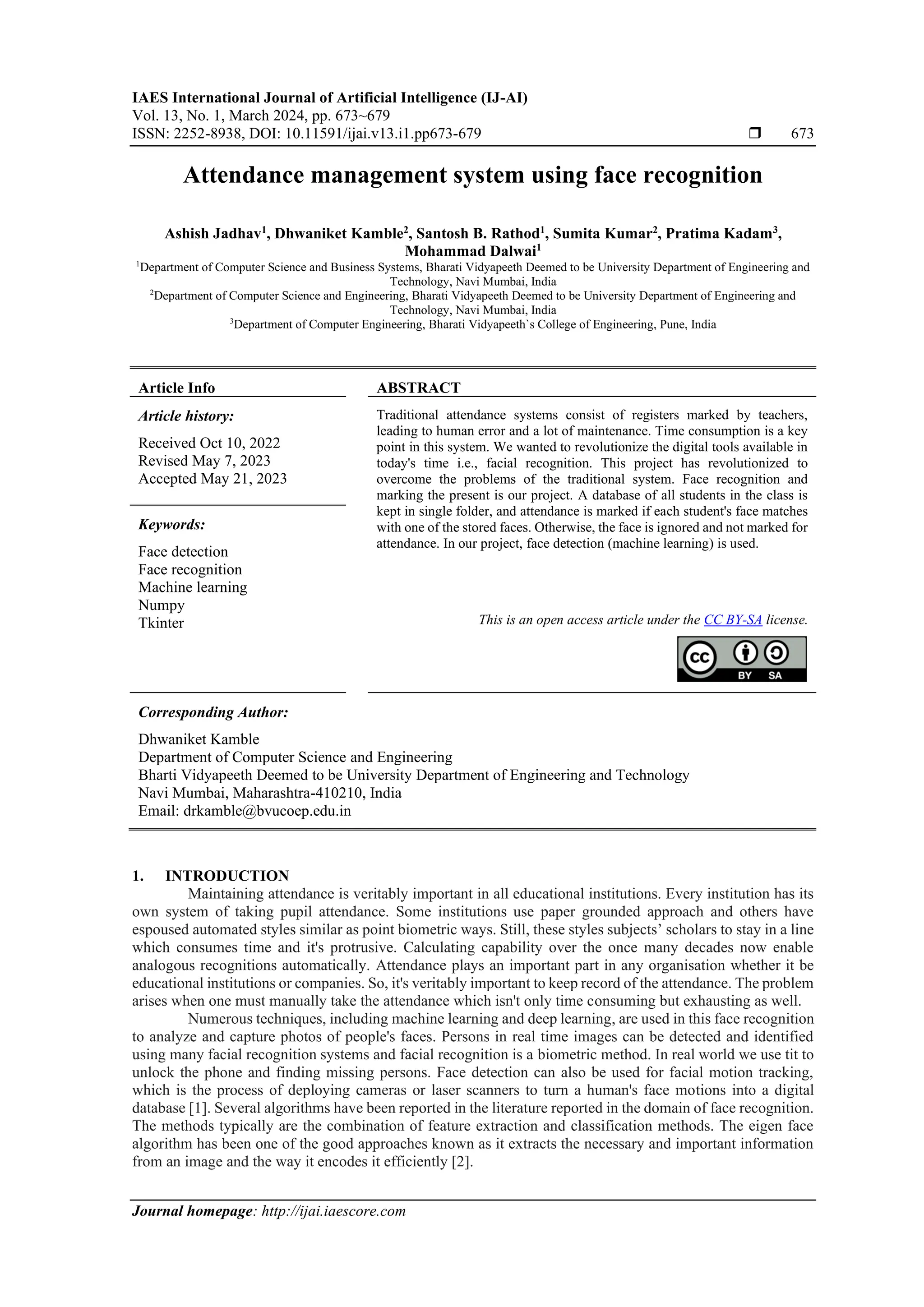 Attendance management system using face recognition | PDF