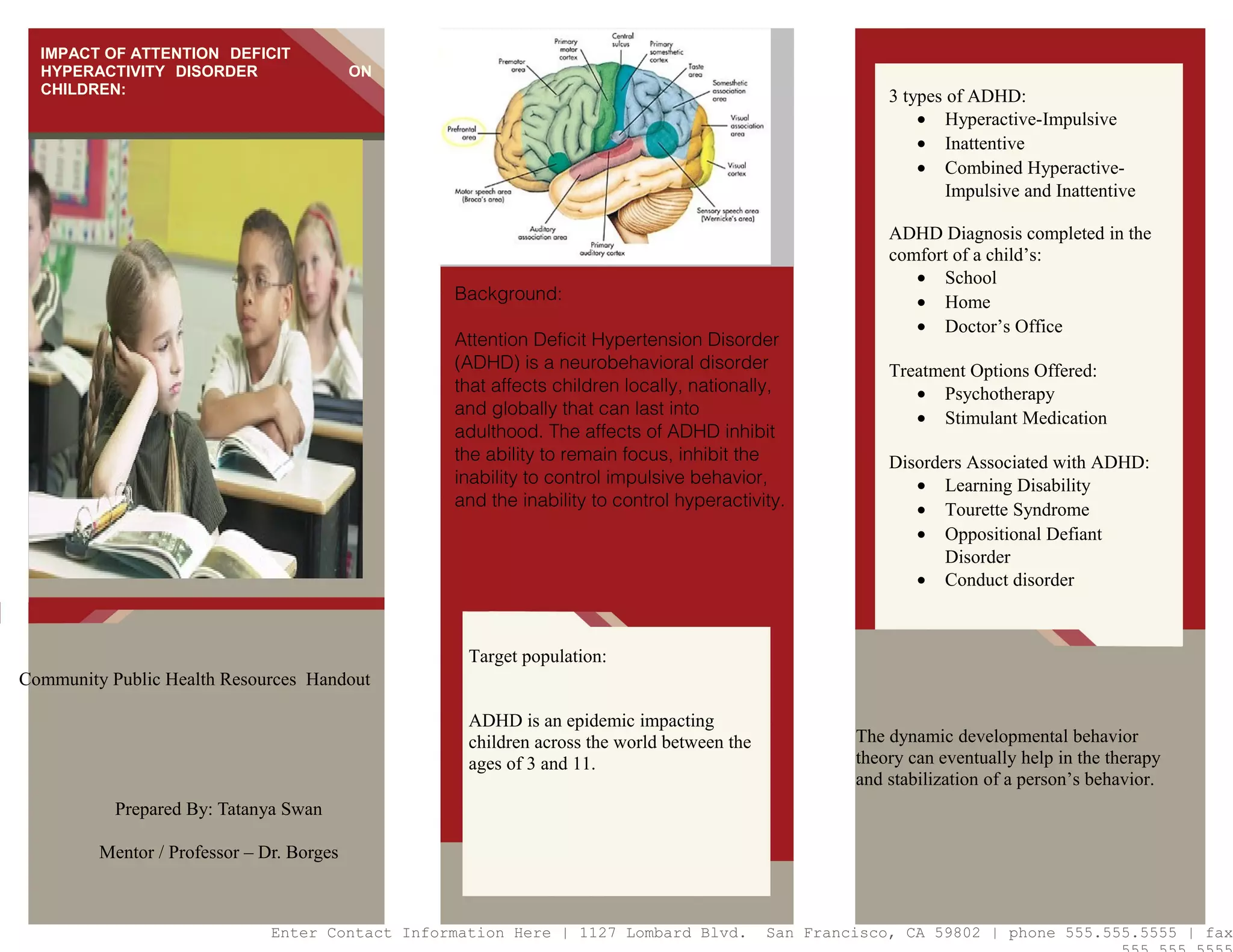Attention Deficit Hyperactivity Disorder - Brochure - Tatanya Swan | DOC