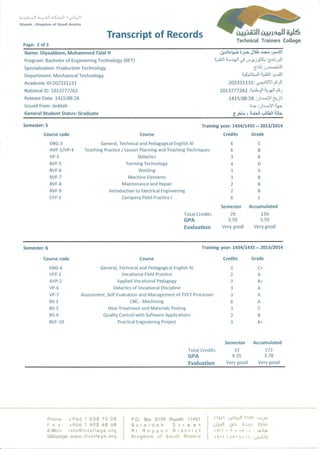 My Bachelor transcript | PDF