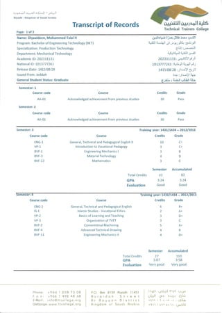 My Bachelor transcript | PDF