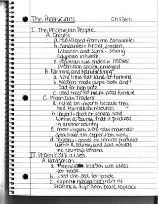 Chapter 3 Section 4 Notes "Phoenicians" | PDF