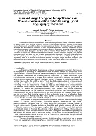 Improved Image Encryption for Real-Time Application over Wireless Communication Networks using ...
