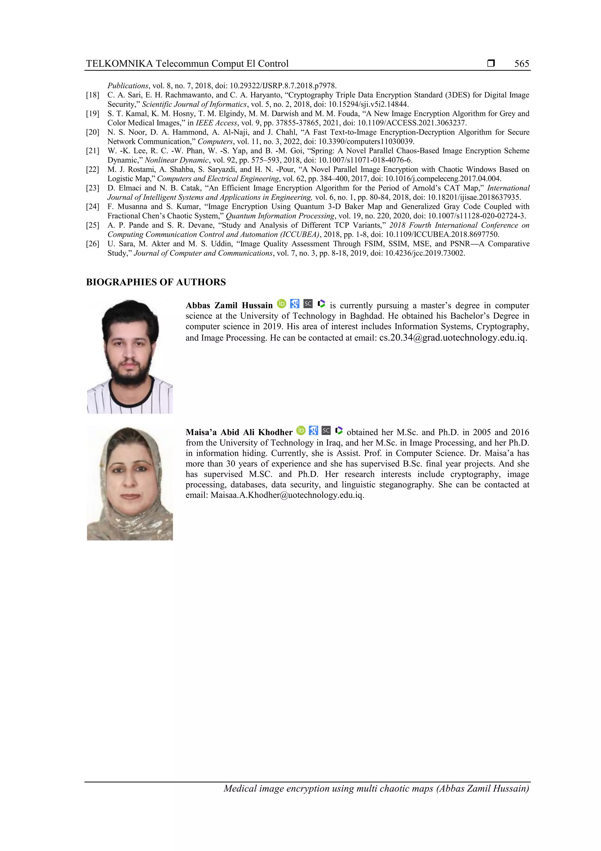 Medical image encryption using multi chaotic maps | PDF