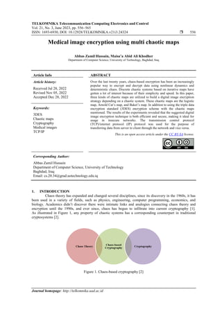 Medical image encryption using multi chaotic maps | PDF