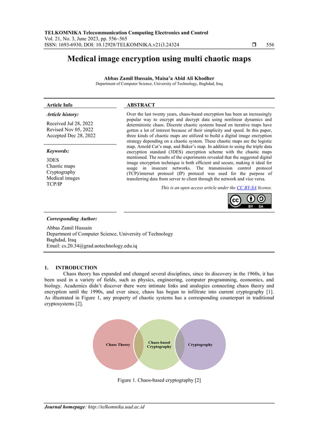 Medical image encryption using multi chaotic maps | PDF