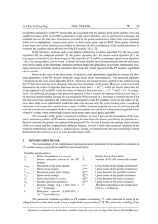 Parametric estimation in photovoltaic modules using the crow search algorithm | PDF