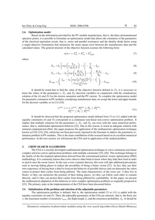 Parametric estimation in photovoltaic modules using the crow search algorithm | PDF