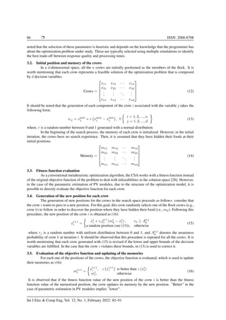 Parametric estimation in photovoltaic modules using the crow search algorithm | PDF