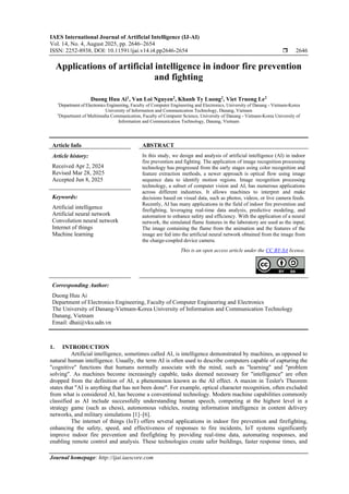 Applications of artificial intelligence in indoor fire prevention and ...