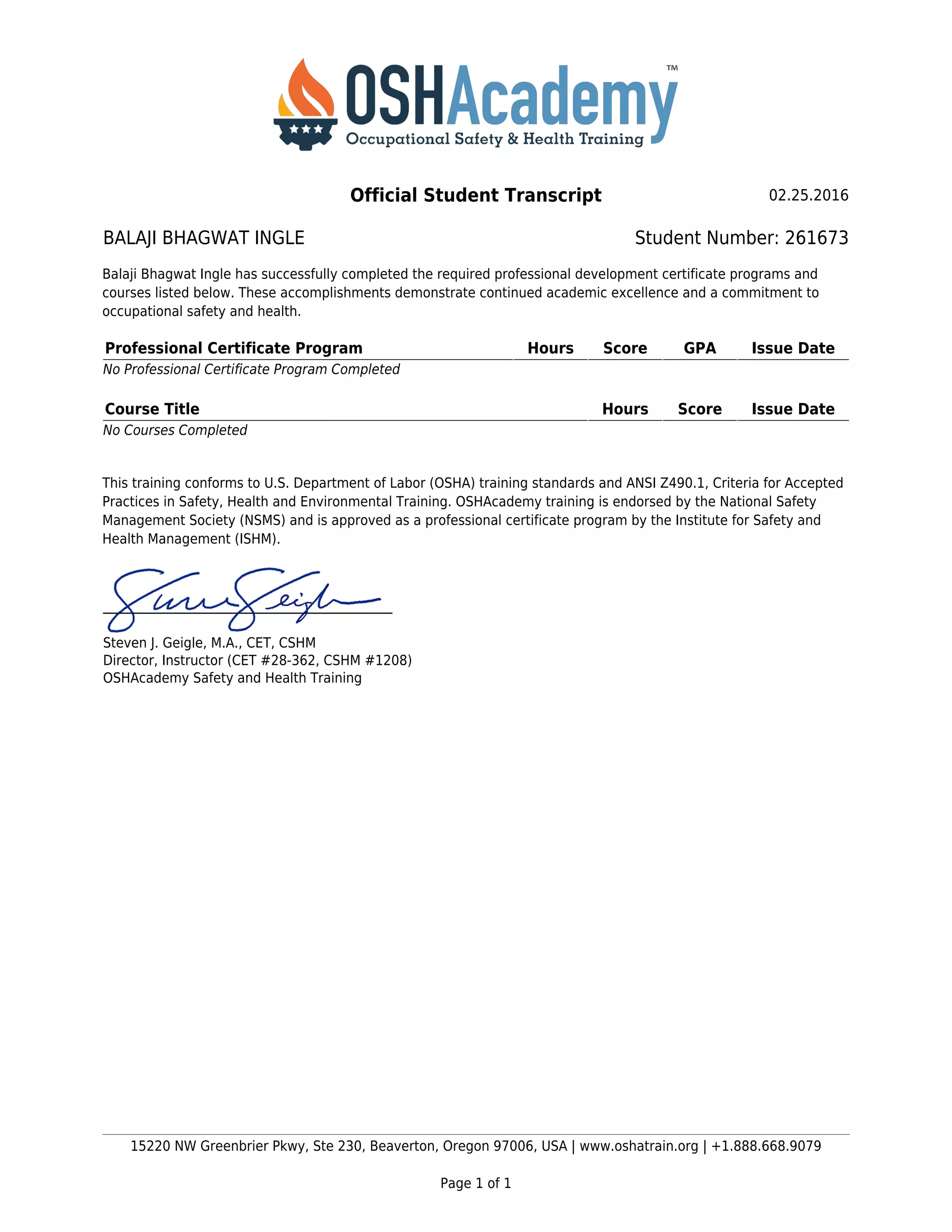 261673-OSHAcademy-Transcript | PDF