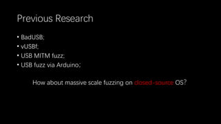 BlueHat v18 || Massive scale usb device driver fuzz without device | PDF