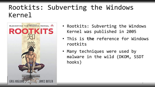 BlueHat v18 || Return of the kernel rootkit malware (on windows 10) | PPT