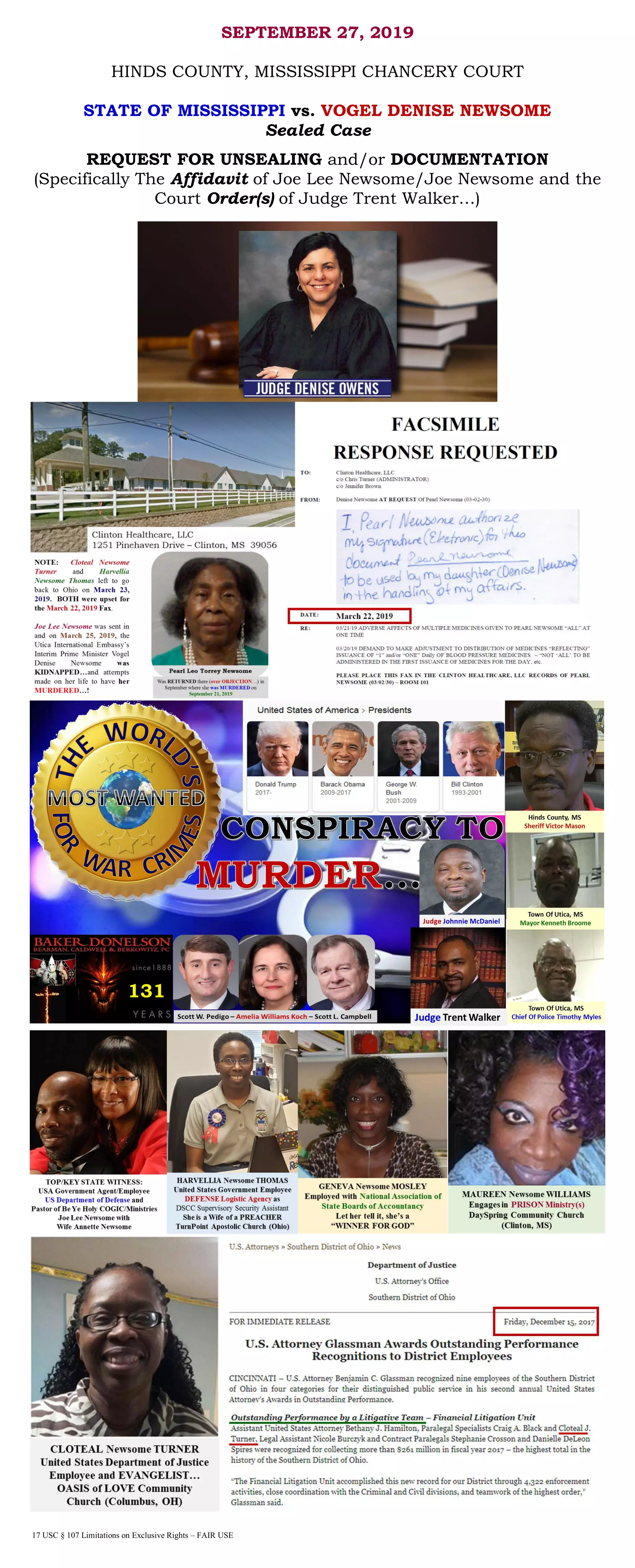 092719 Letter-Email-Fax To Judge Denise Owens | PDF | Legal Services Industry | Industries