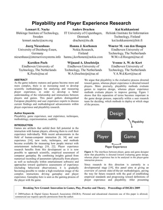 Playability and Player Experience Research | PDF