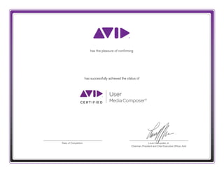 Avid MC 8 User Certfecat | PDF