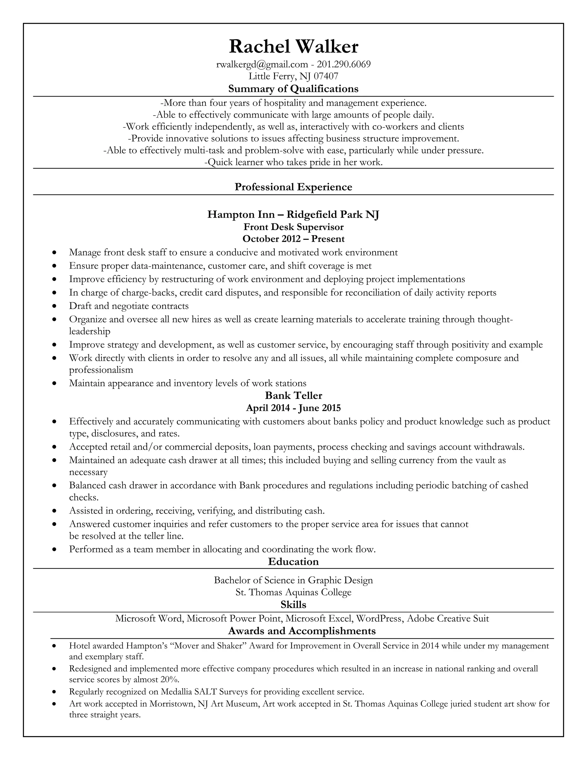 Rachel Walker Resume | PDF