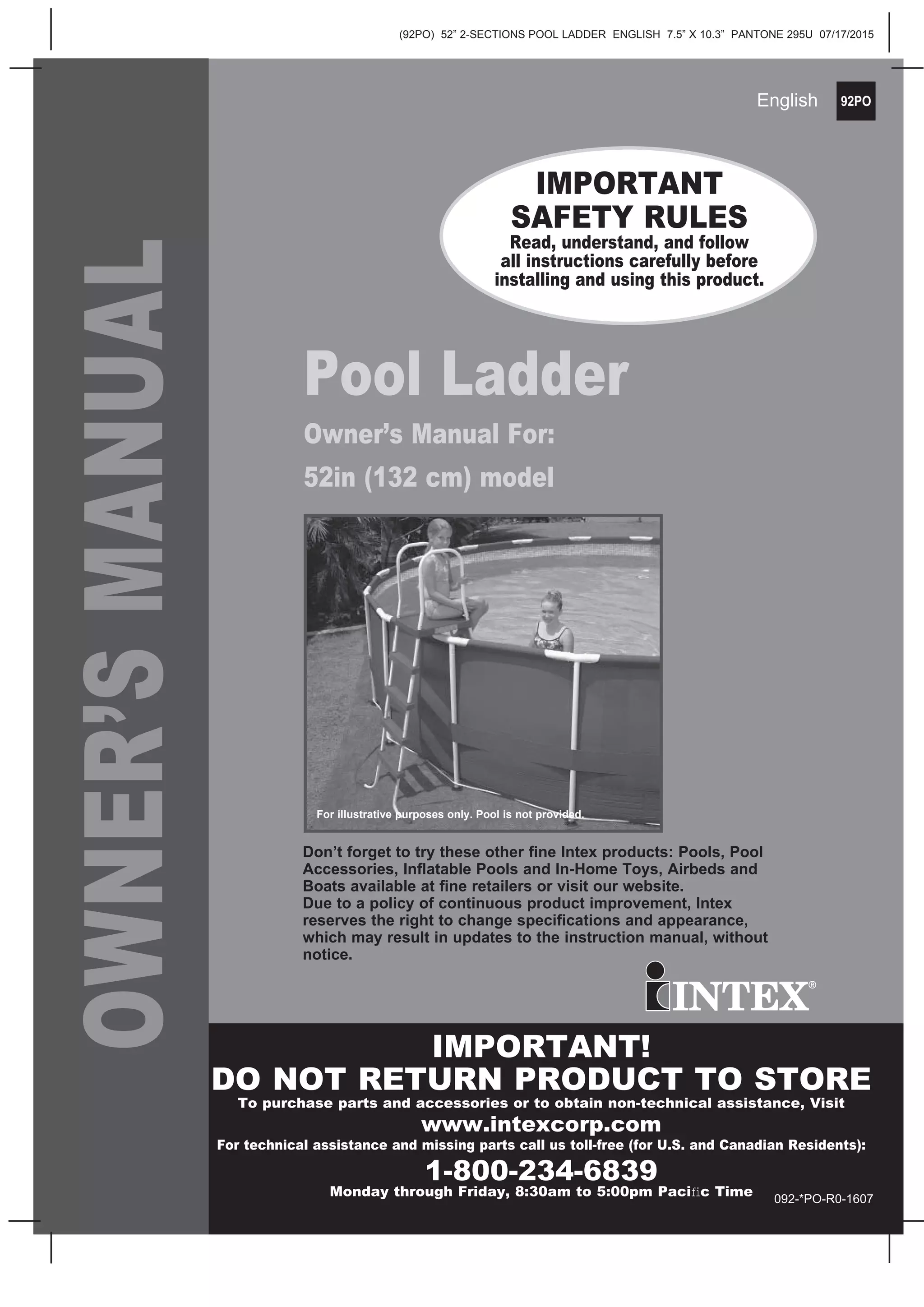 58 inch intex swimming pool ladder manual | PDF | Home Improvement ...