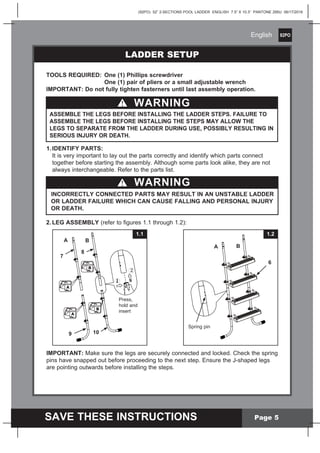 Intex 52 inch swimming pool ladder manual | PDF | Home Improvement ...