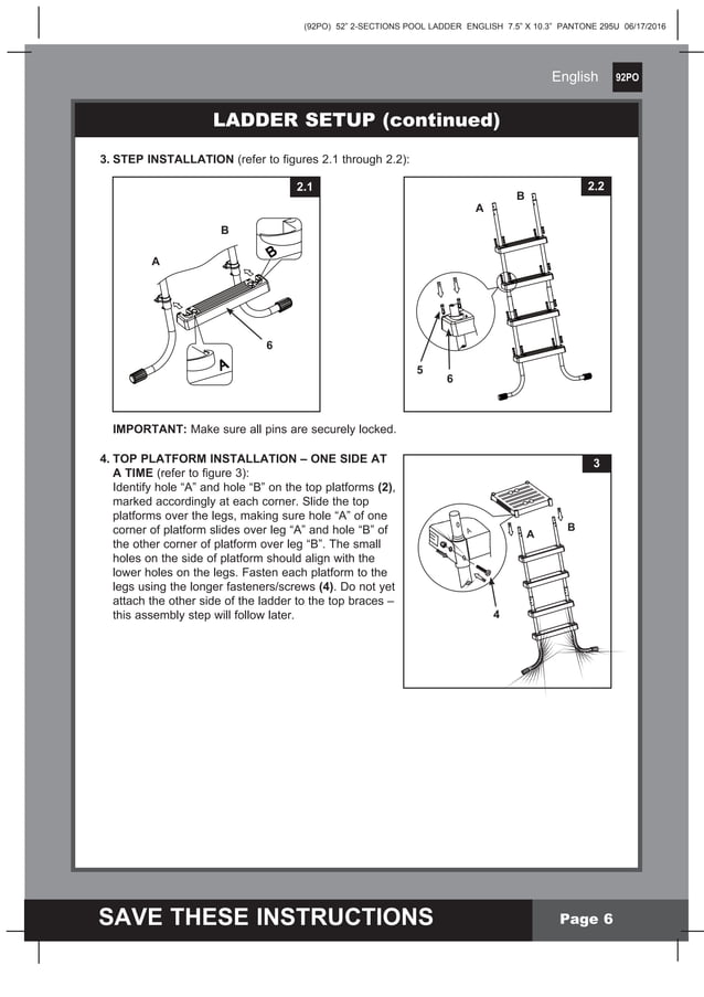 Intex 52 inch swimming pool ladder manual | PDF