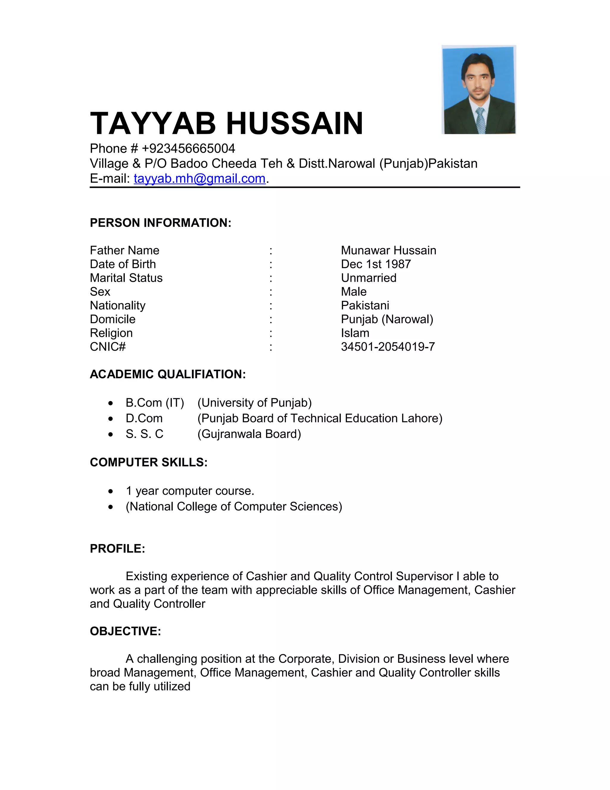 Tayyab cv | DOC