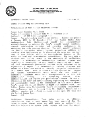 USAMU ASUA Perm Orders 290-01 | PDF